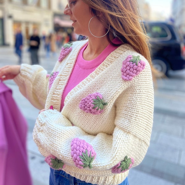 Strawberry Cardigan - Etsy