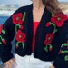 Poppy Cardigan | Handmade Poppies Jacket | Knitted 3D Poppy Sweater ...