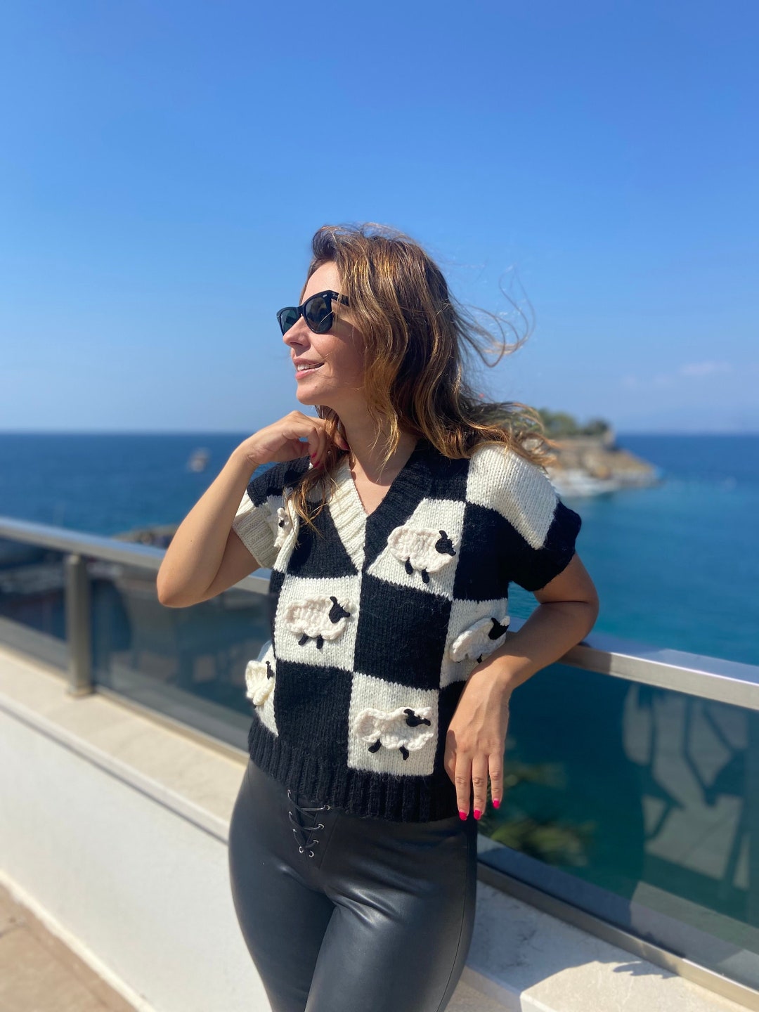 Checkered Vest of Wednesday Addams | Iconic Wednesday Sheep Sweater ...