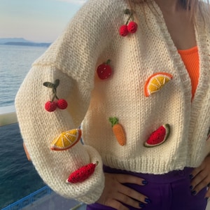 Strawberry Knit Jacket | Cherry Cardigan | Orange Crochet Pattern ...