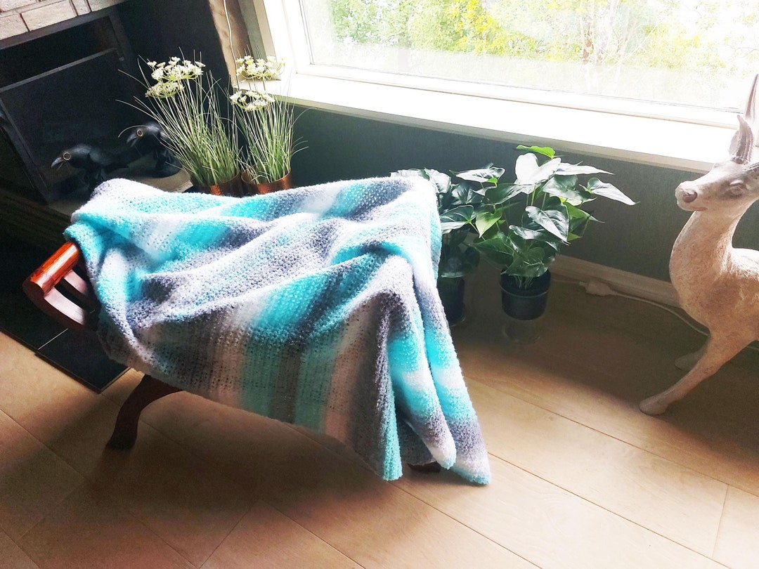 Turquoise Handcrafted Crochet Blanket-cozy Throw for Home Decor-soft ...