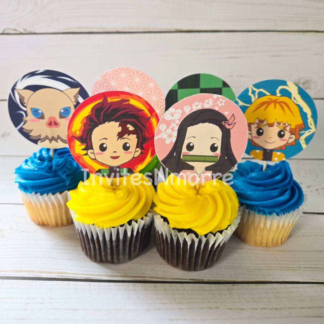Birthday Anime Cupcake Demon Toppers Set, Printables, Digital, Instant ...