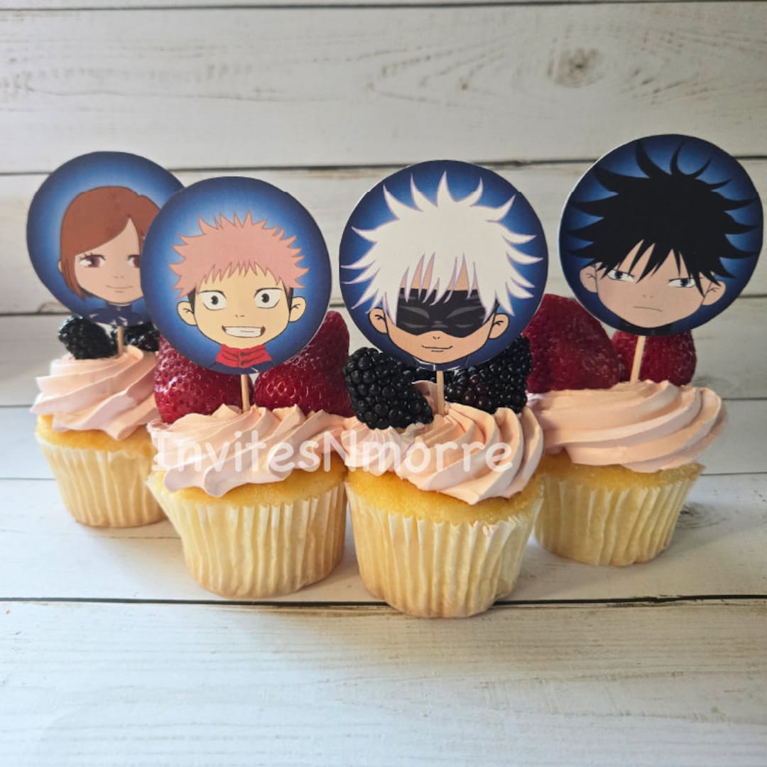 Birthday Anime Cupcake Jujutsu Kaisen Toppers Set, Printables, Digital ...