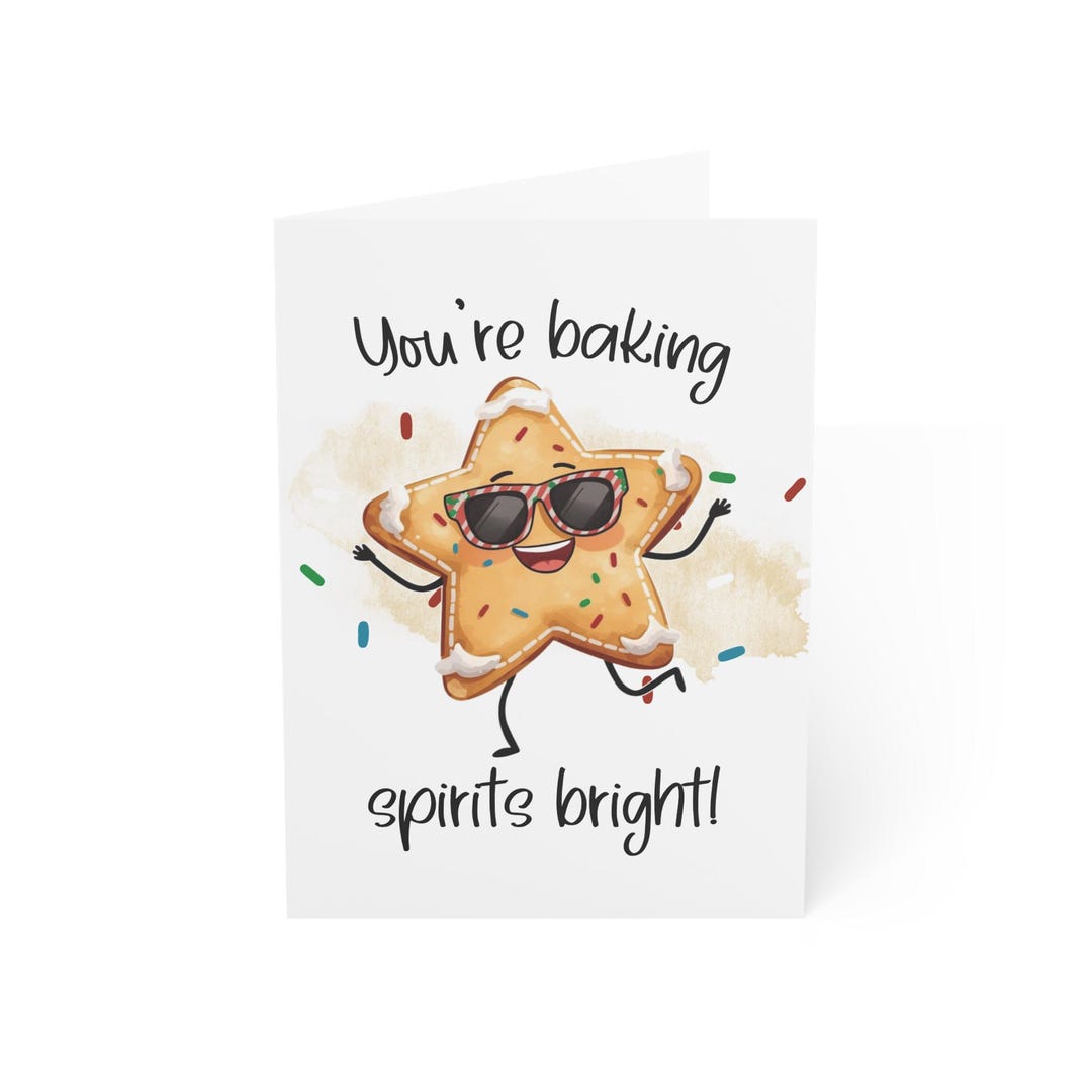 Baking Spirits Bright Card | Funny Christmas Card | Cute Holiday Pun ...