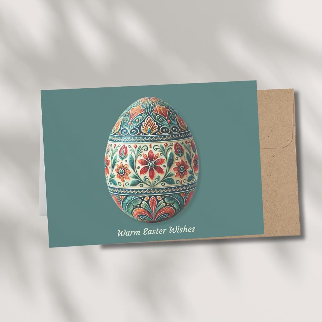 Elegant Easter Card | Warm Easter Wishes | Floral Easter Egg Card ...