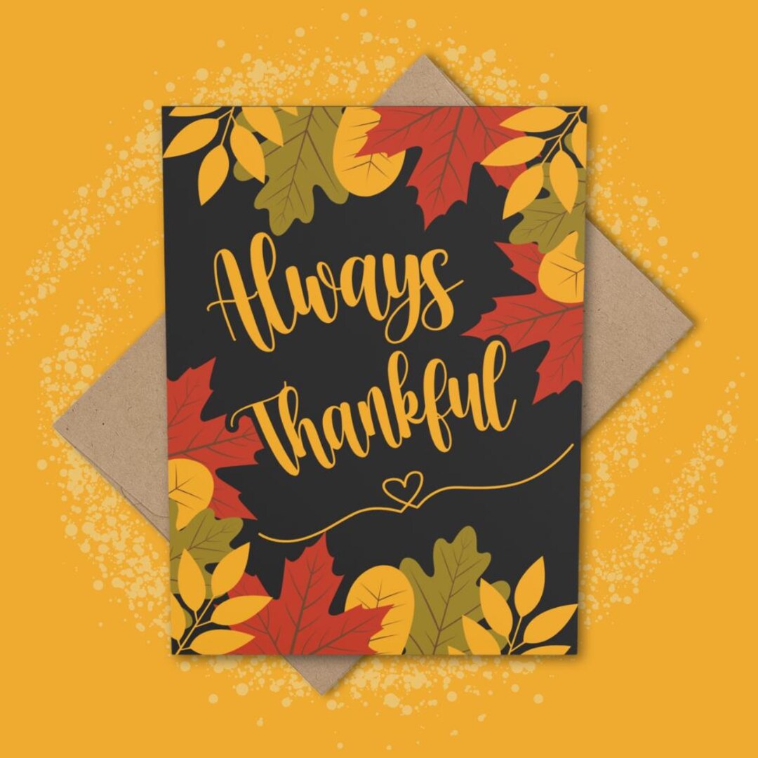 Always Thankful Fall Greeting Card – Modern Thanksgiving Card With ...