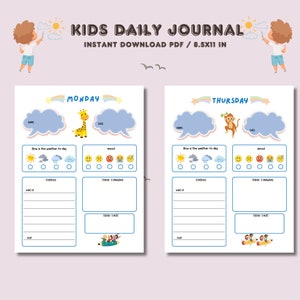 Kids Daily Journal Printable I Journal for Kids I Diary for Kids I Kids ...