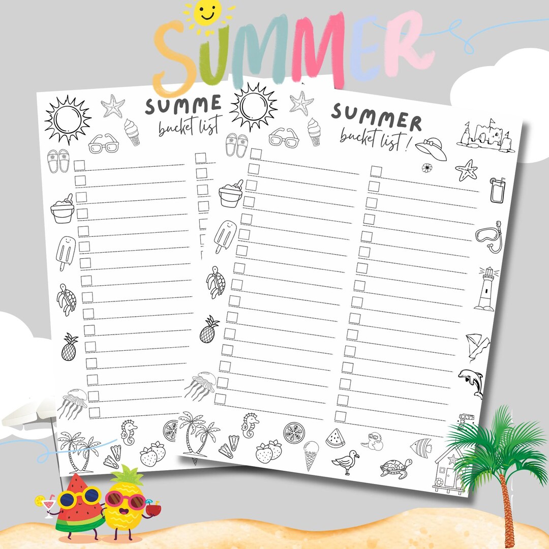 Summer Bucket List Printable Kids Summer Fun Family Planner Checklist ...
