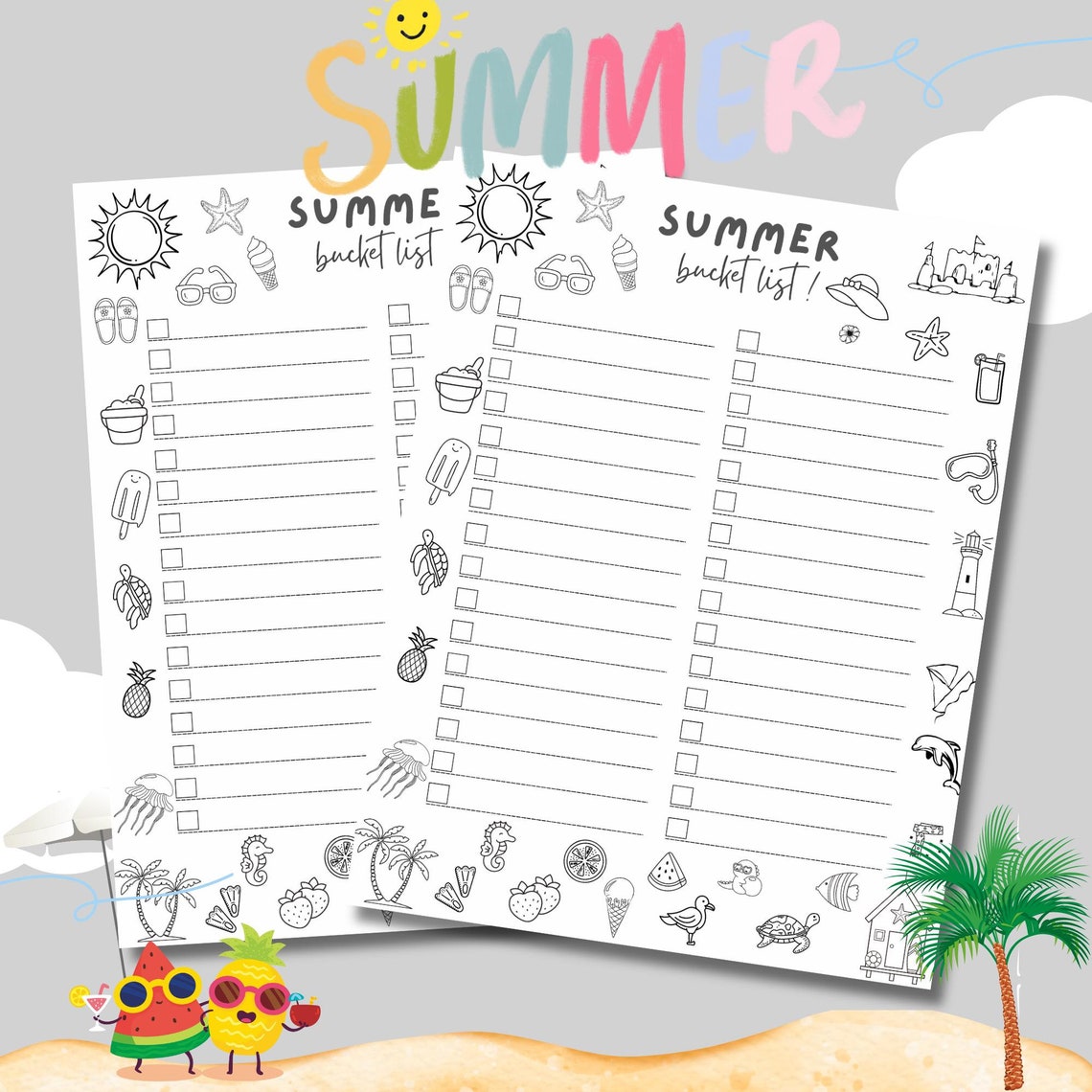 Summer Bucket List Printable Kids Summer Fun Family Planner Checklist ...