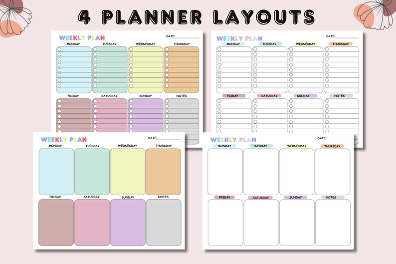 Editable Weekly Planner Printable, Digital Weekly Planner PDF Weekly ...
