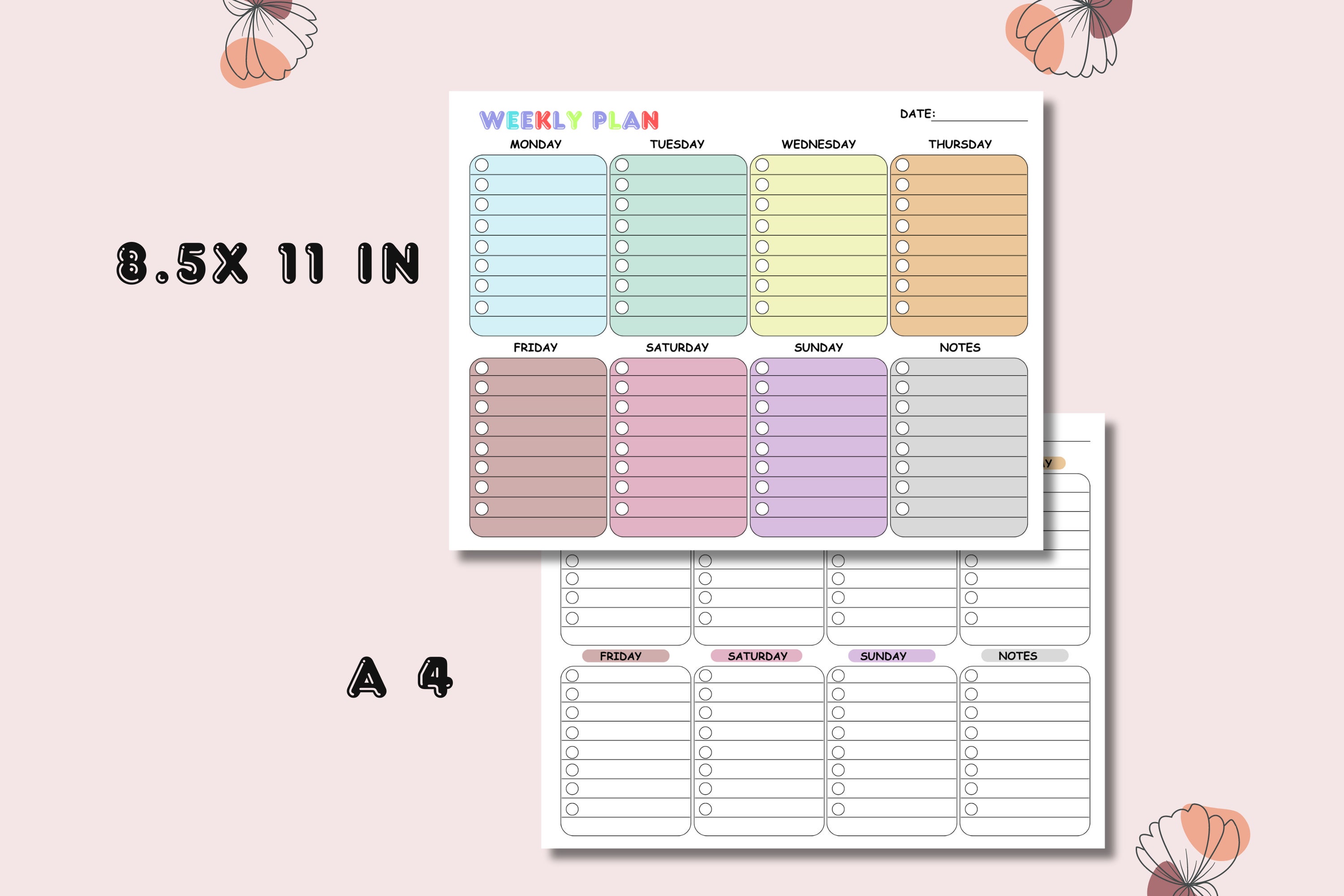 Editable Weekly Planner Printable, Digital Weekly Planner PDF Weekly ...
