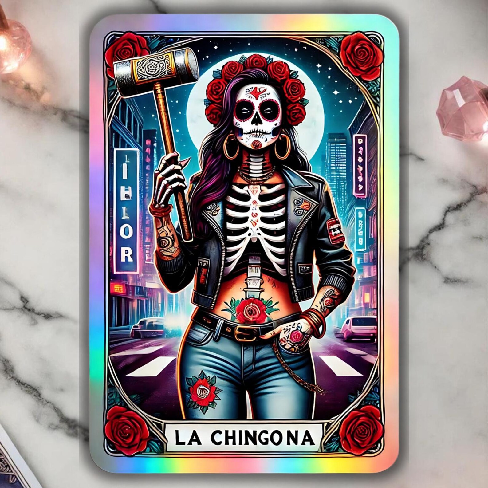 La Chingona Tarot Card PNG, Mexican Chola Skull PNG, Latina Skeleton ...