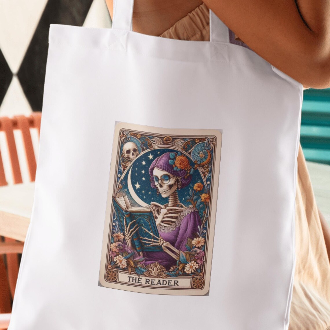 The Reader Tarot Card PNG: Skeleton Book Lover Design (digital Download ...