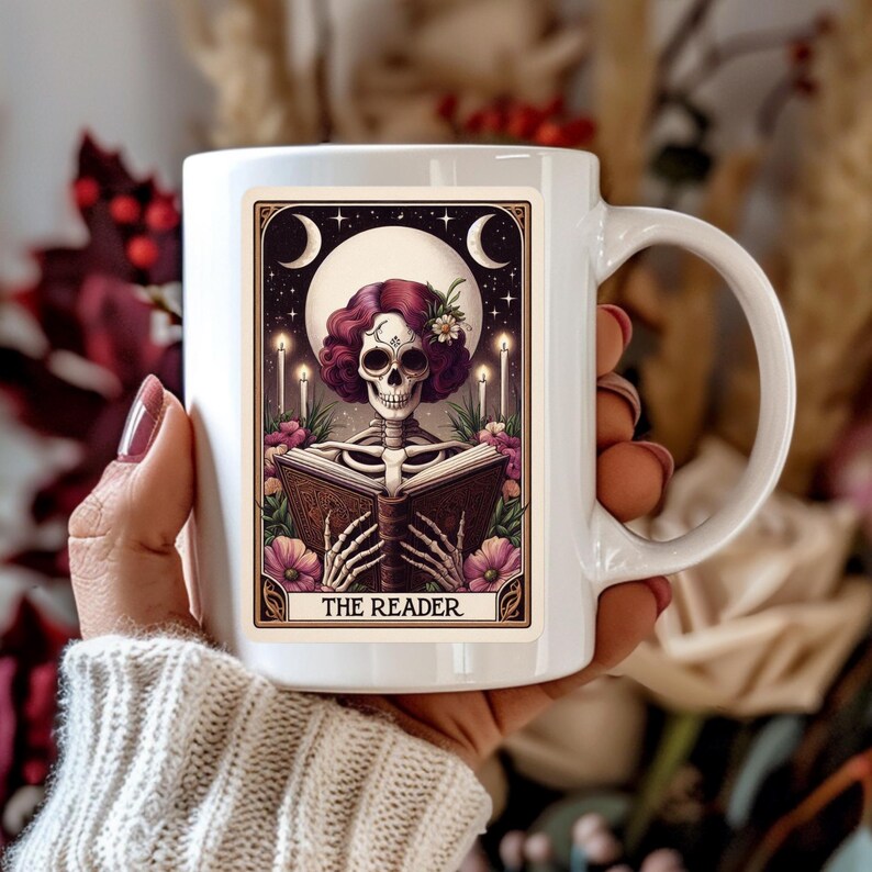 The Reader Tarot Card PNG: Skeleton Book Lover Design (digital Download ...