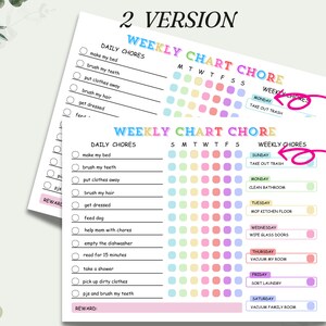 Editable Chore Chart for Kids Printable Kids Daily Weekly ...