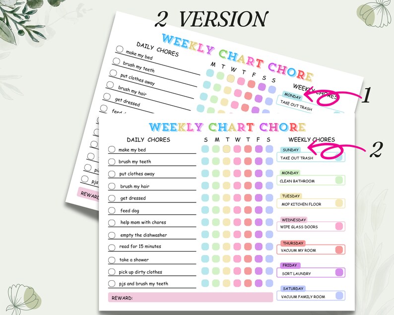 Editable Chore Chart for Kids Printable Kids Daily Weekly ...