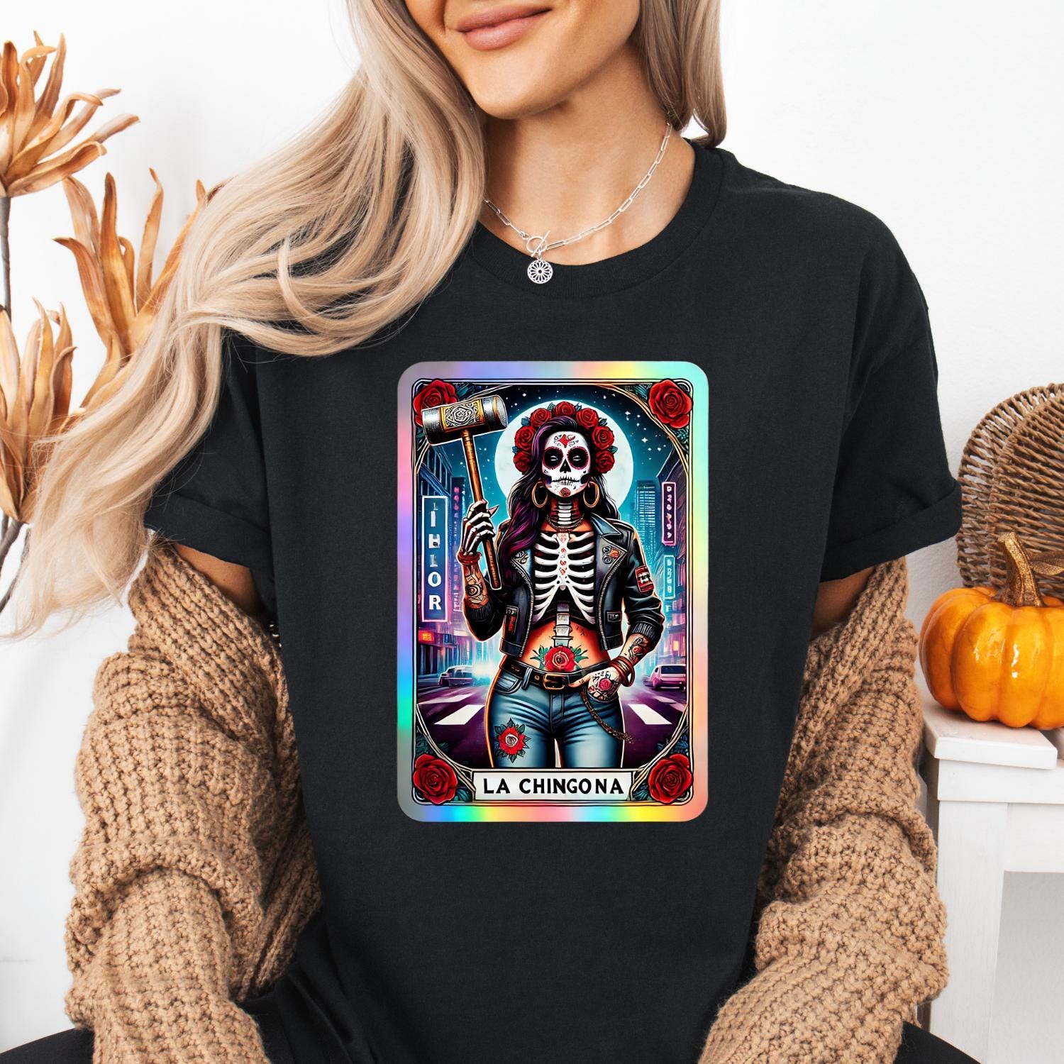 La Chingona Tarot Card PNG, Mexican Chola Skull PNG, Latina Skeleton ...
