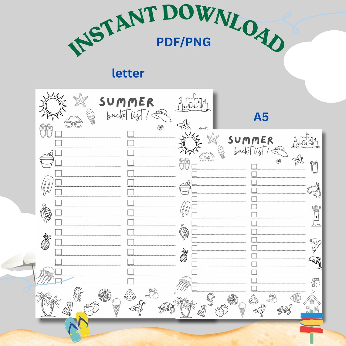 Summer Bucket List Printable Kids Summer Fun Family Planner Checklist ...
