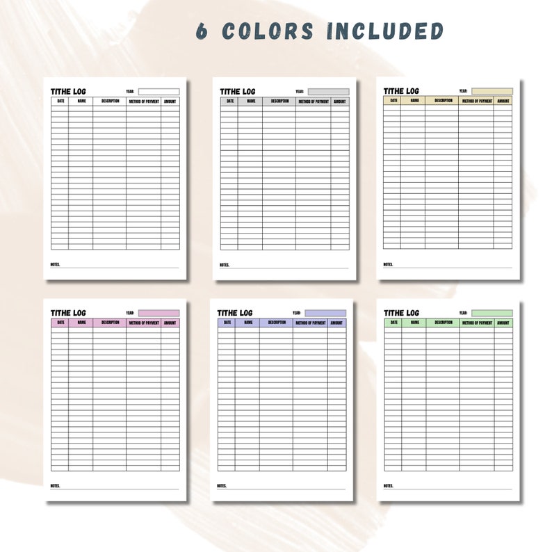 Tithe and Offering Log, Printable Tithing Record, Church Giving Log ...