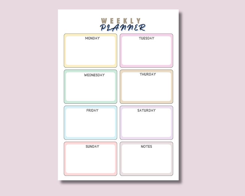 Editable Weekly Planner Printable, Digital Weekly Planner PDF A4 Weekly ...