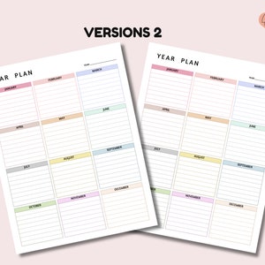 Editable Yearly Planner, Printable Yearly Overview on One Page, Year at ...