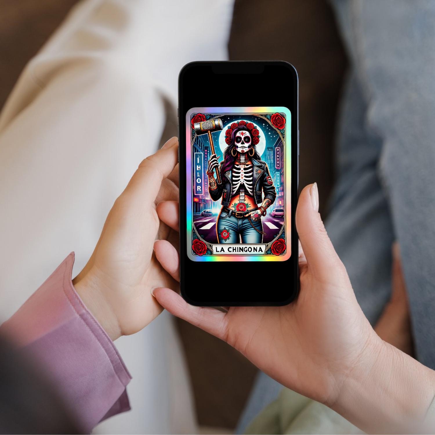 La Chingona Tarot Card PNG, Mexican Chola Skull PNG, Latina Skeleton ...