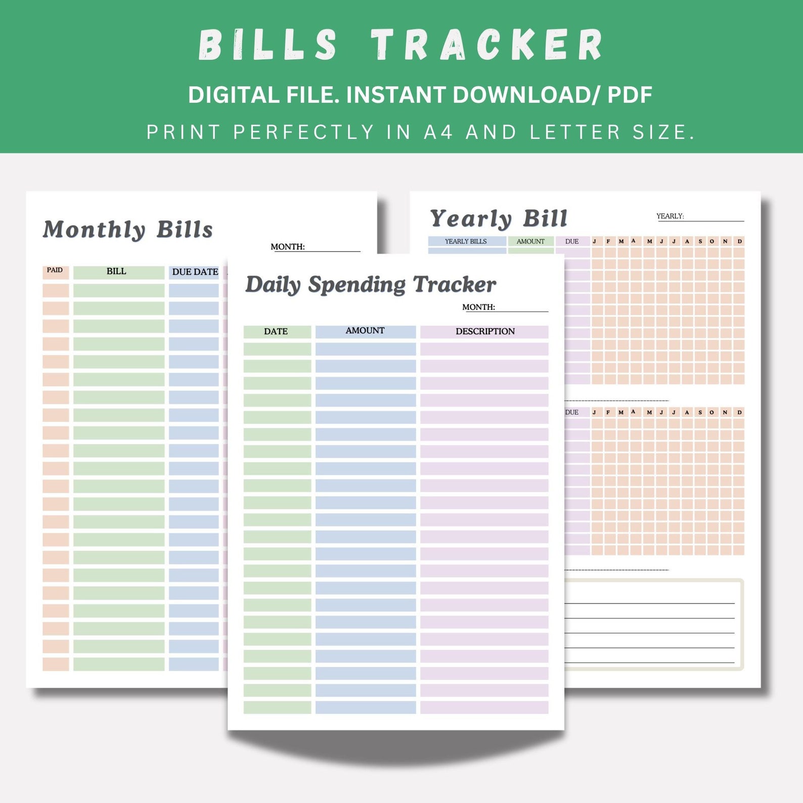 Editable Monthly Bill Planner Monthly Bill Tracker Bill Payment ...