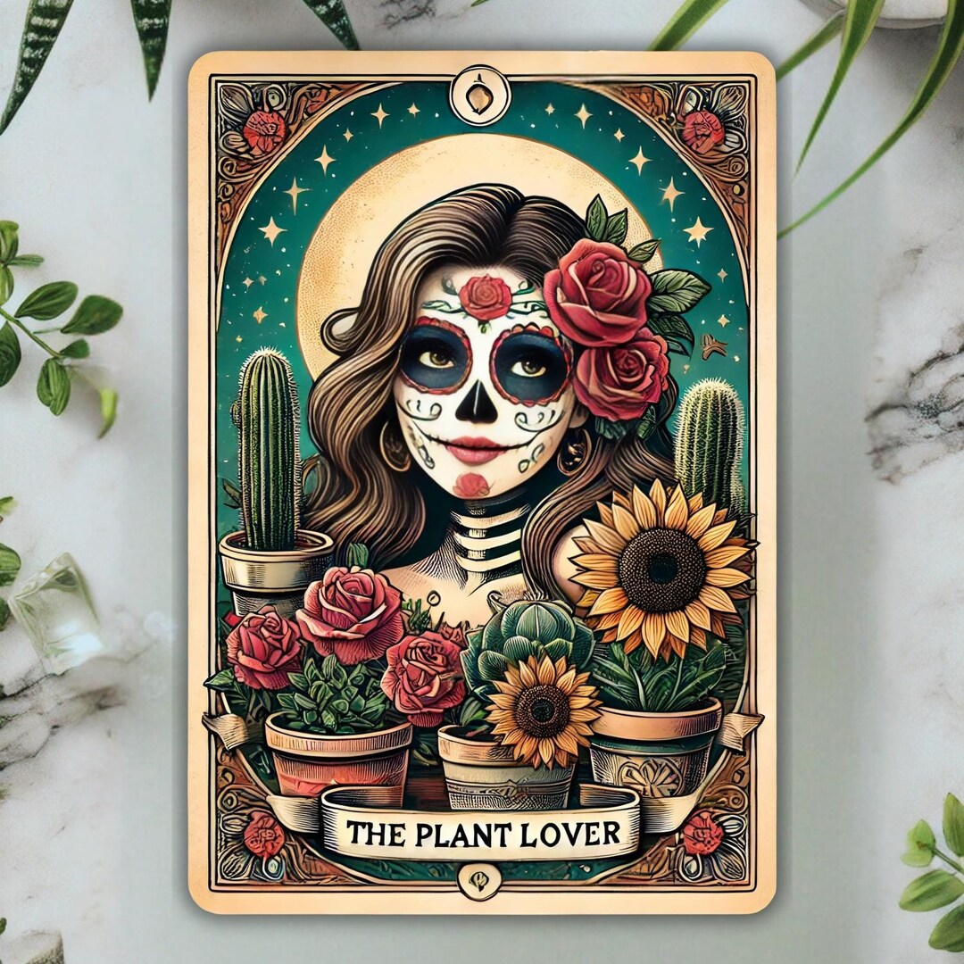 The Plant Lover Tarot Card PNG | Skeleton Sublimation Design | Funny ...