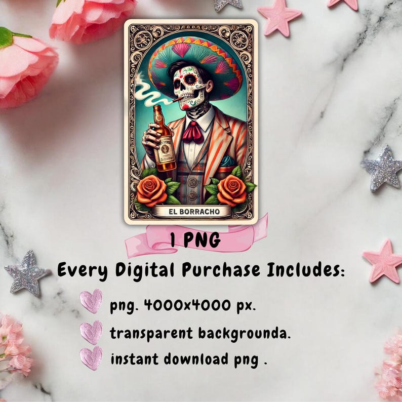 El Borracho Latino PNG: Chicano Tarot Card Digital File - Etsy