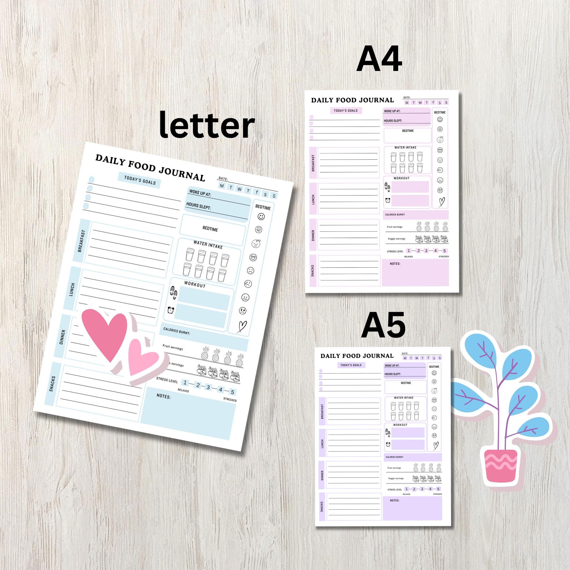 Editable Food Journal Printable, Digital Food Diary, Daily Food Journal ...