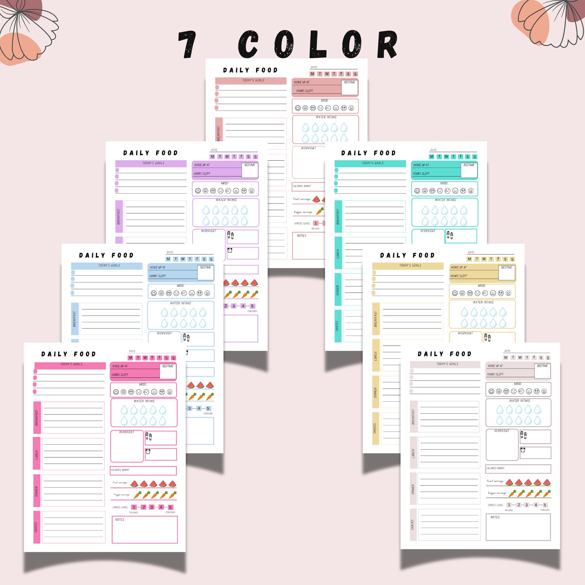 Editable Food Journal Printable, Digital Food Diary, Daily Food Journal ...