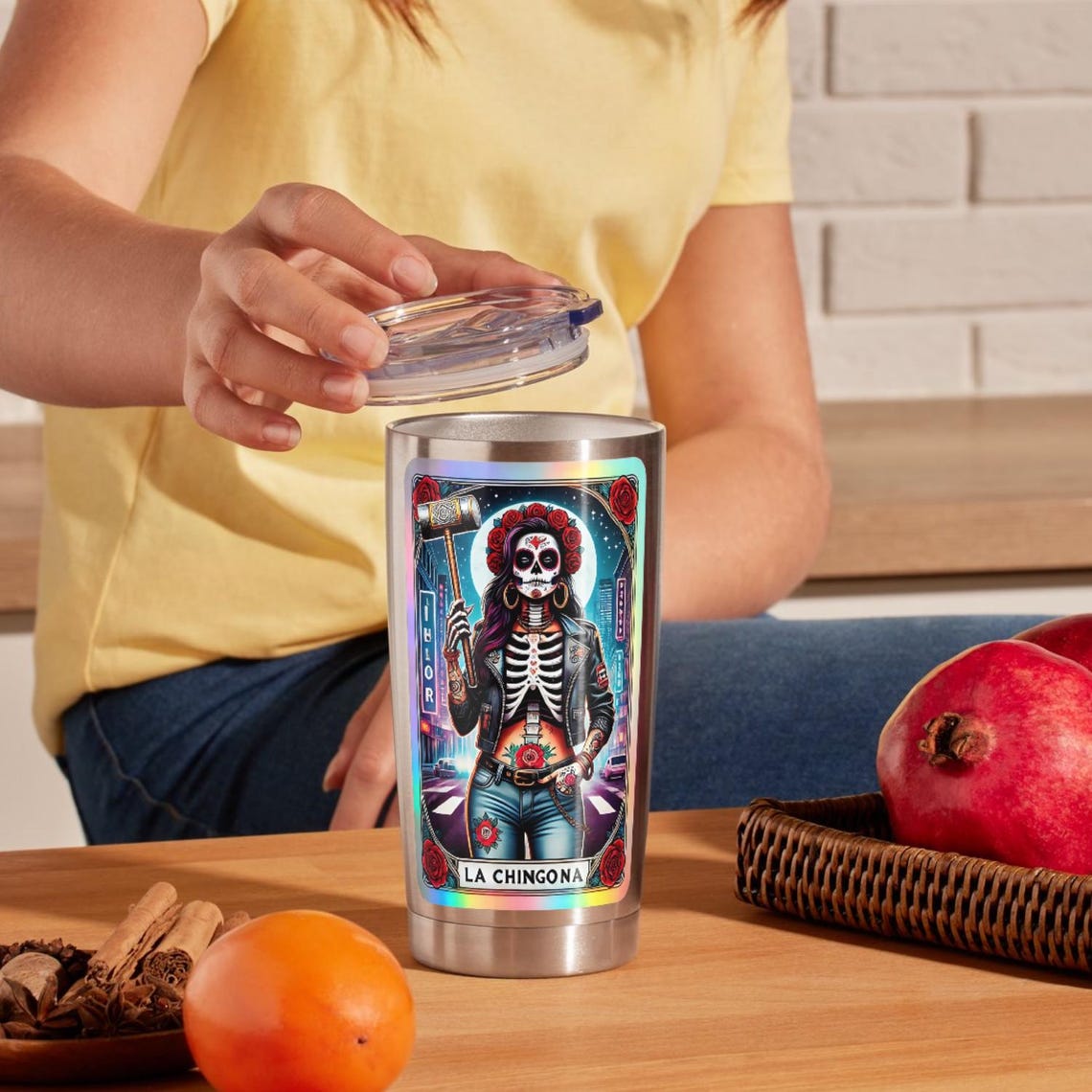 La Chingona Tarot Card PNG, Mexican Chola Skull PNG, Latina Skeleton ...