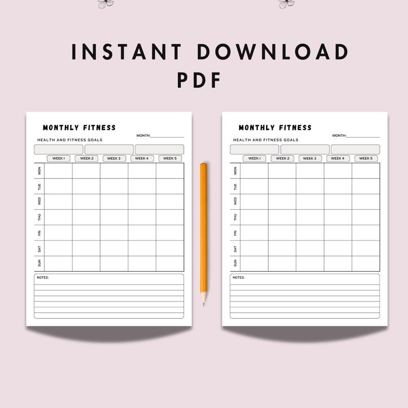 Monthly Workout Planner Printable, 30 Days Fitness Planner, Exercise ...