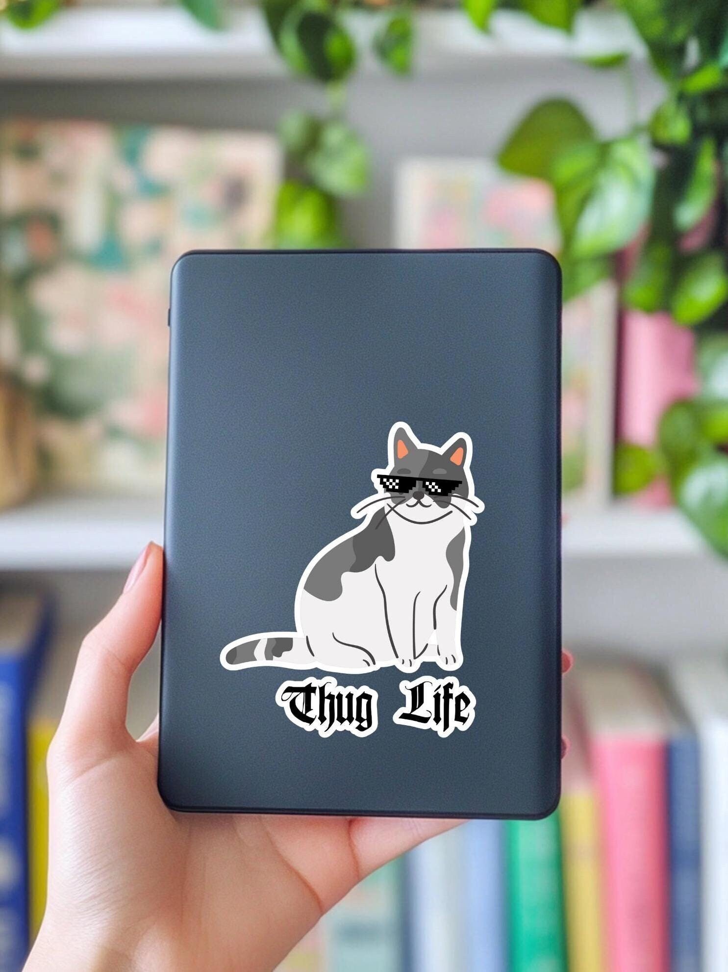 Thug Life Cat Meme Glasses Sticker, Cool Funny Cat Mom Sticker, Cat Meme Lover Gifts - Etsy