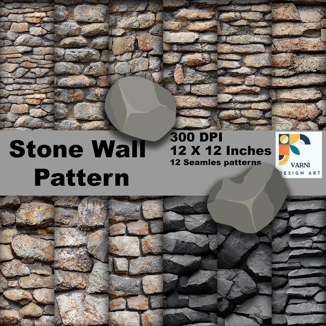 Stone Wall Texture Digital Seamless Papers for Scrapbooking and ...