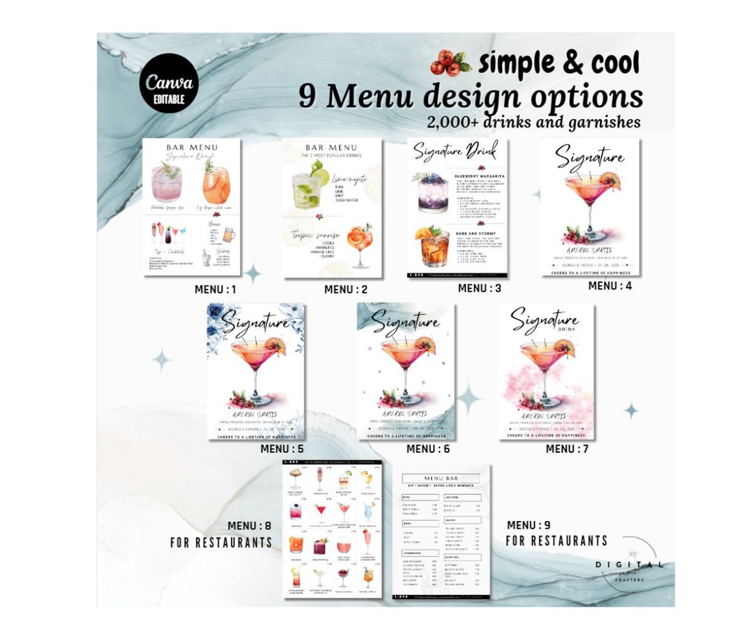 Signature Drink Sign, Bar Menu Template, Signature Cocktail, Modern ...