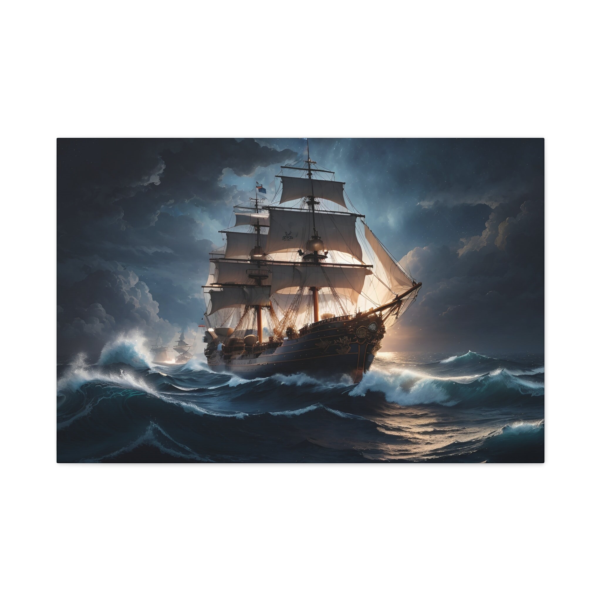 Art Print Nautical Scene / Pirate Ship on Canvas With a Matt - Etsy