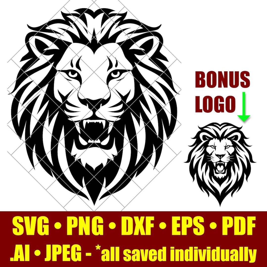 Roaring Lion Head SVG, Lion Mascot Logo, Cricut, Silhouette (digital ...