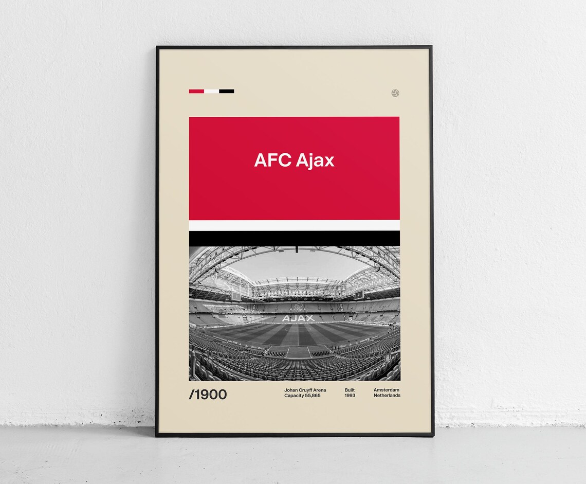 Johan Cruyff Arena Poster | Mid-century Modern AFC Ajax Stadium ...