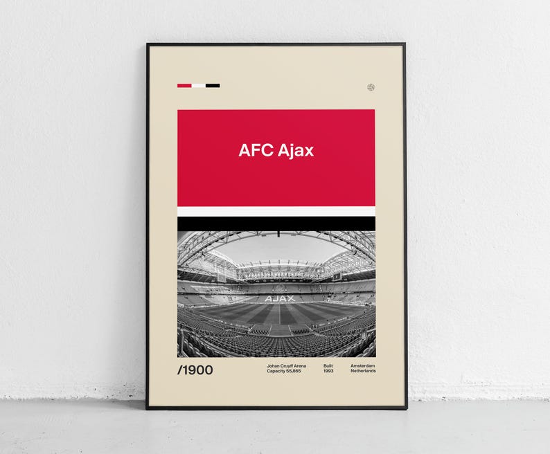 Johan Cruyff Arena Poster | AFC Ajax | Johan Cruyff Arena | Mid-century ...