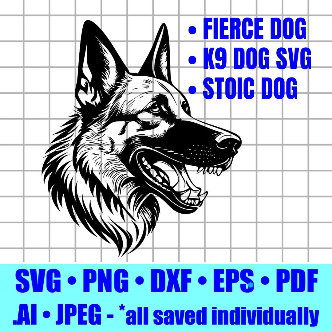Fierce Dog SVG, Logo, Stoic Dog, German Shepherd - Digital Download - Etsy