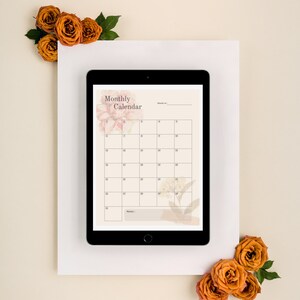Floral Monthly Calendar, Instant Download, PDF, Printable, Coquette ...