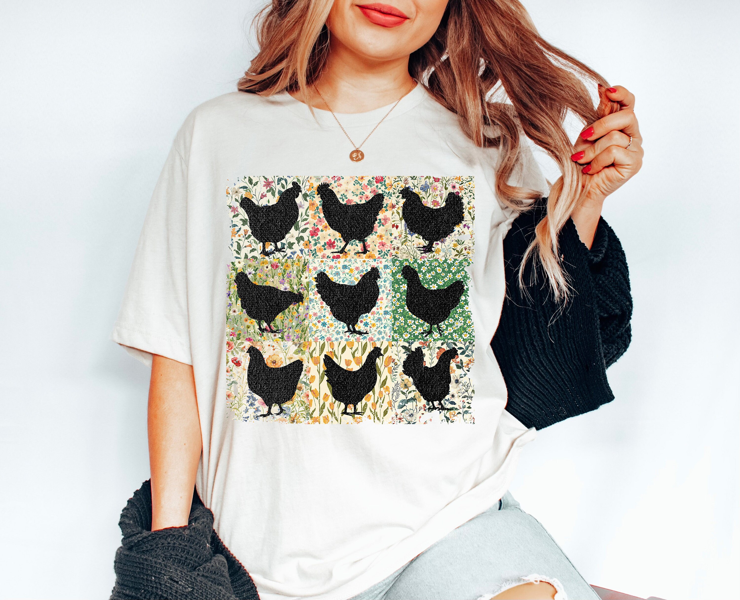 Retro Boho Chicken Farm Sublimation Design, Chicken Floral Sublimation ...