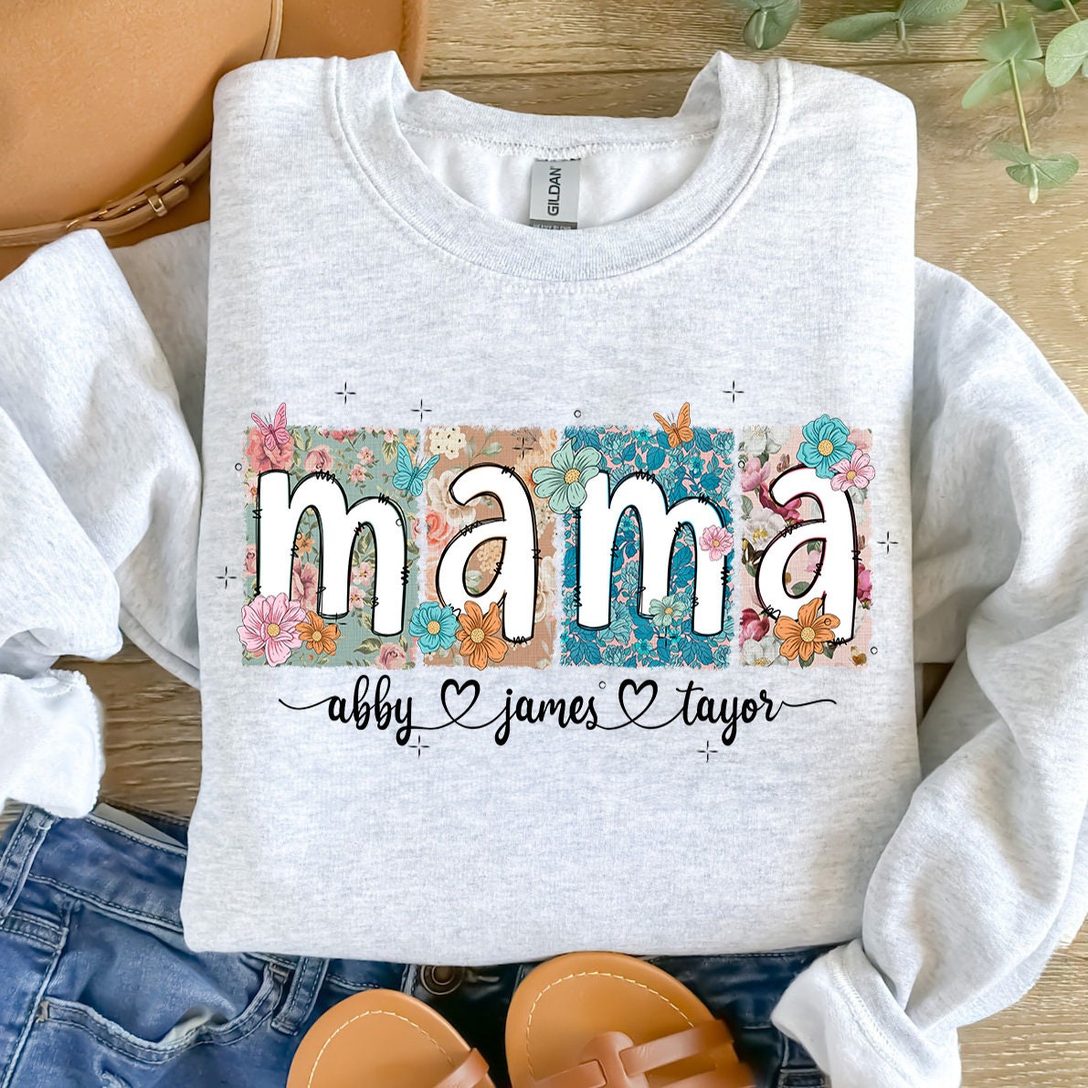Floral Mama Png, Mama Flower Glitter Png, Mama Flower With Kids Names ...