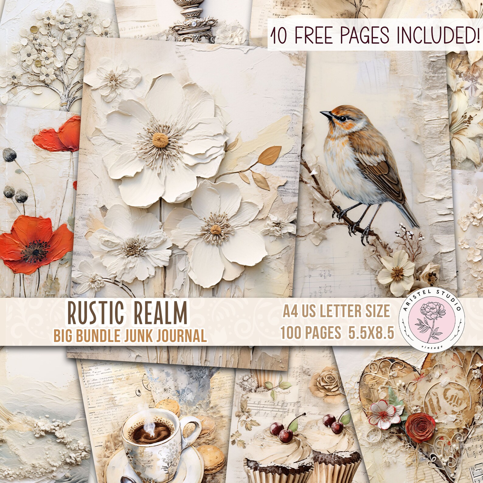Rustic Junk Journal Pages, Digital Paper, Printables, Scrapbooking ...
