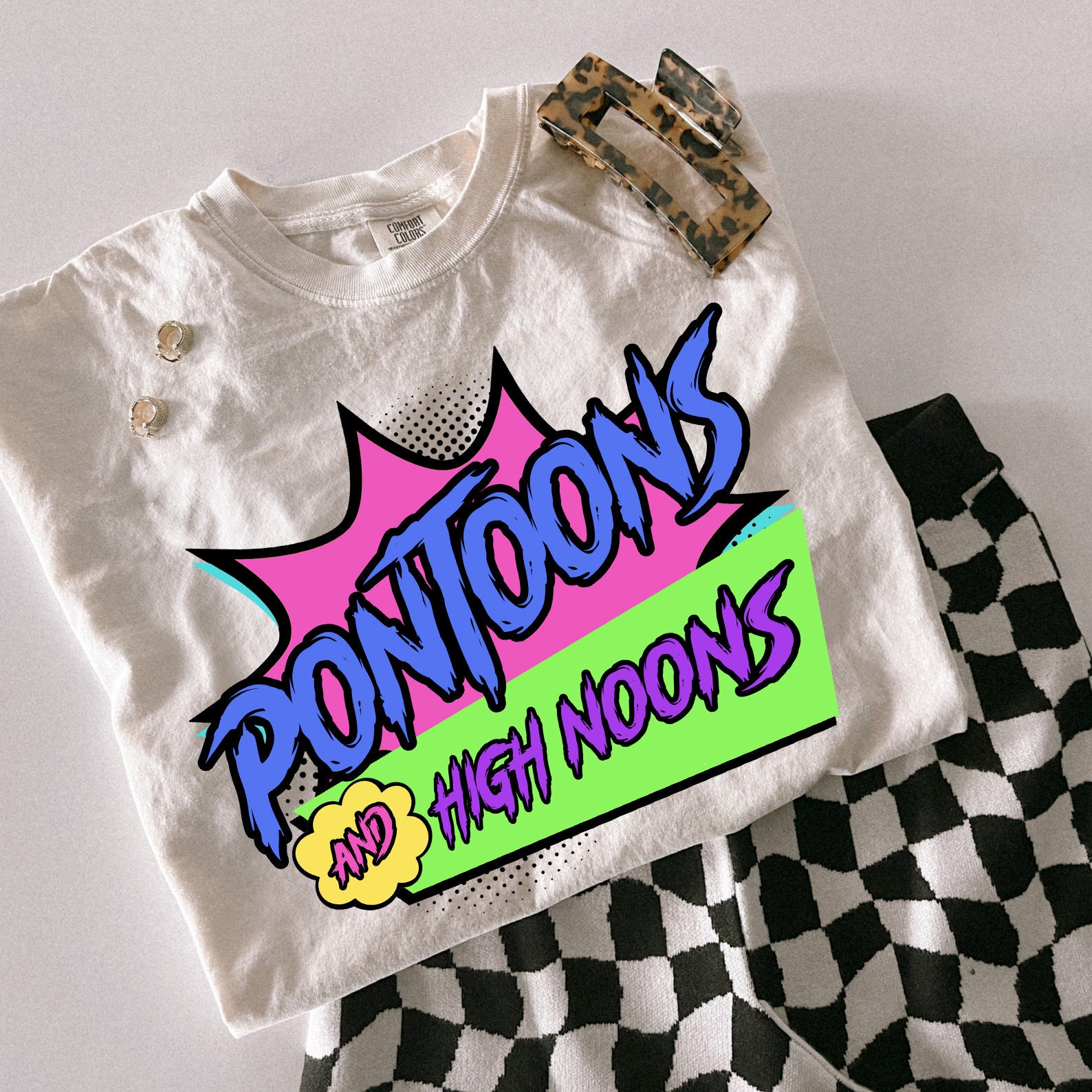 Pontoons and High Noons Retro Vintage Neon Summer Boat Beer Seltzer ...