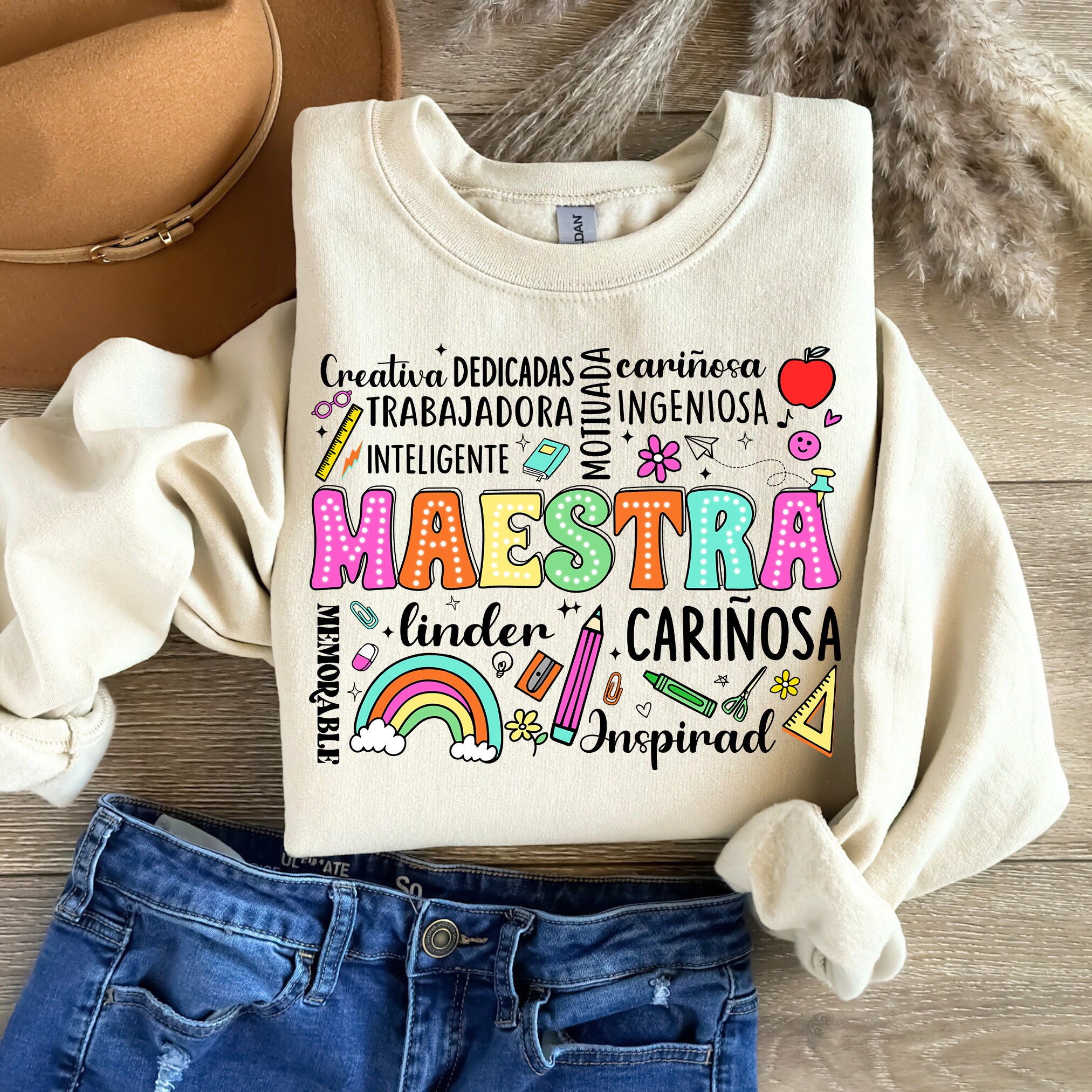 Retro Maestra Word Png, Teacher Life Png, Teach Love Inspire, Spanish ...