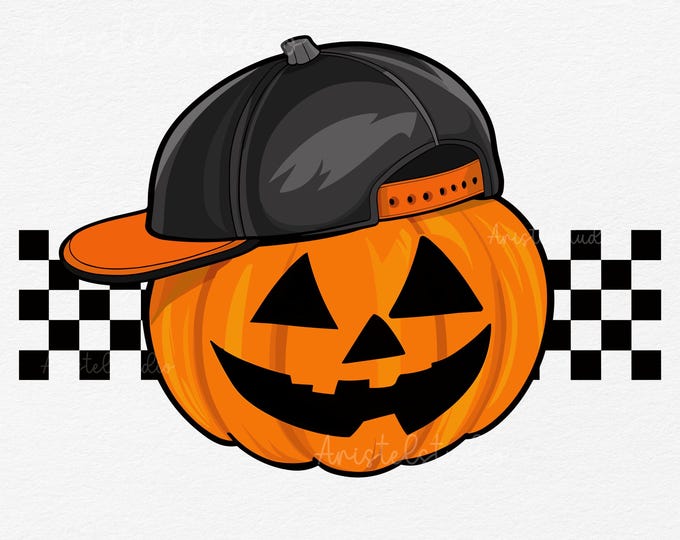 Pumpkin Face Halloween PNG, Halloween Boy PNG, Fall Png, Checkered ...