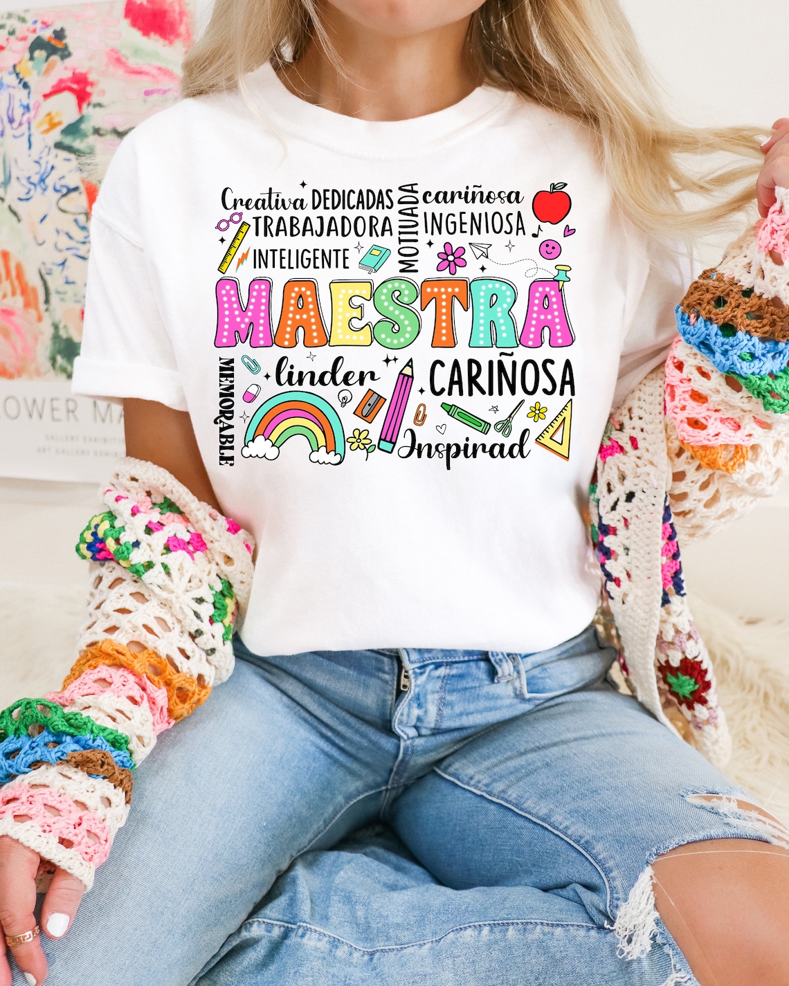 Retro Maestra Word Png, Teacher Life Png, Teach Love Inspire, Spanish ...