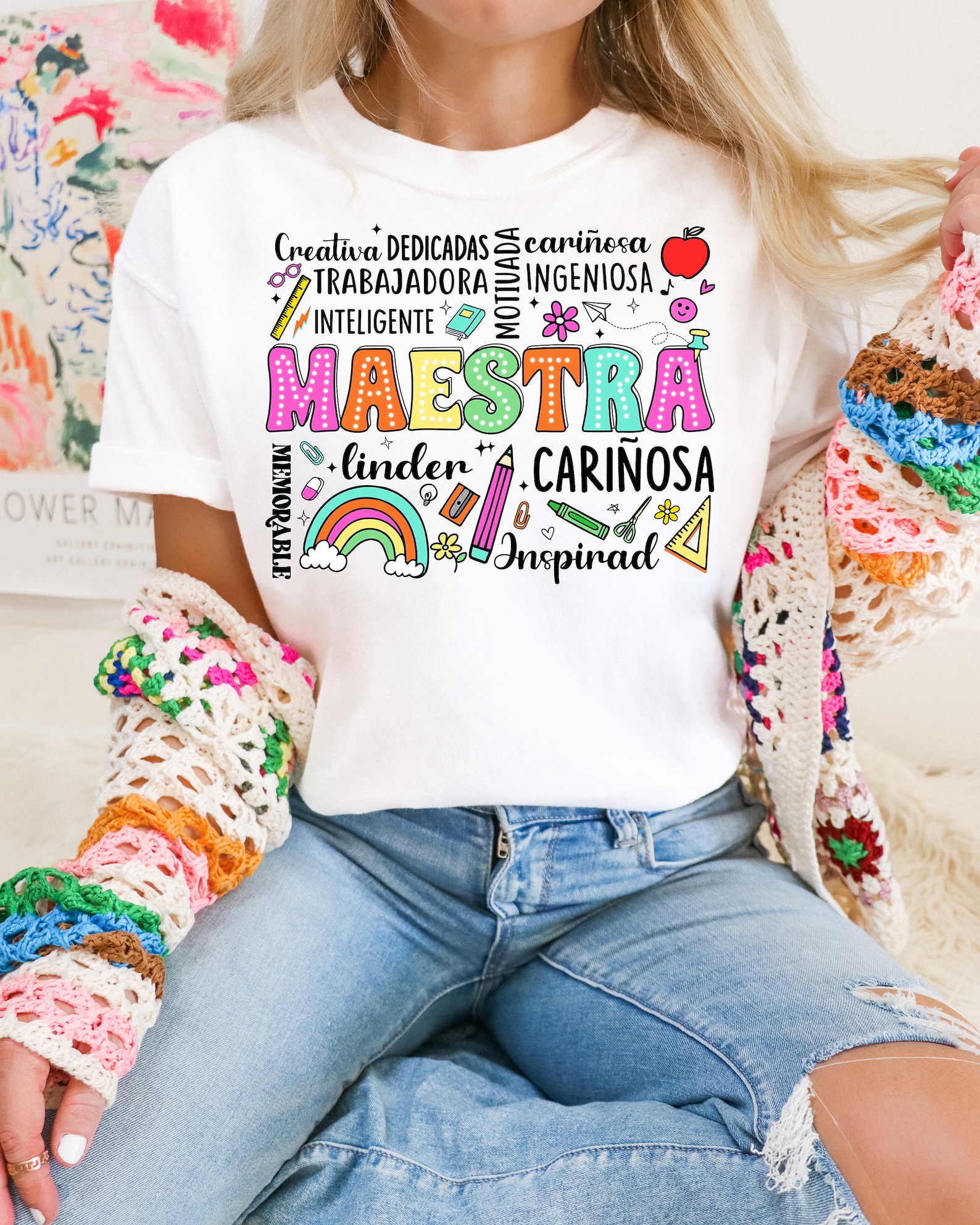 Retro Maestra Word Png, Teacher Life Png, Teach Love Inspire, Spanish ...
